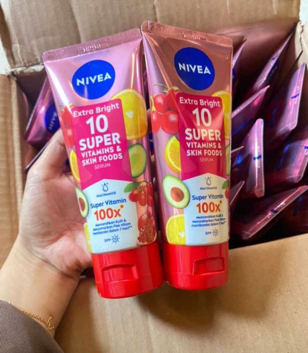 NIVEA EXTRA BRIGHT 10 SUPER VITAMINS & SKIN FOODS SERUM IN LOTION 180ML ...