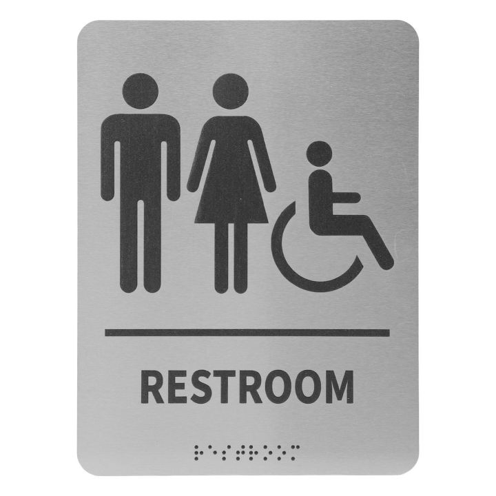 [eforcelxt] Braille Toilet Sign Unisex Handicap Wheelchair Bathroom ...