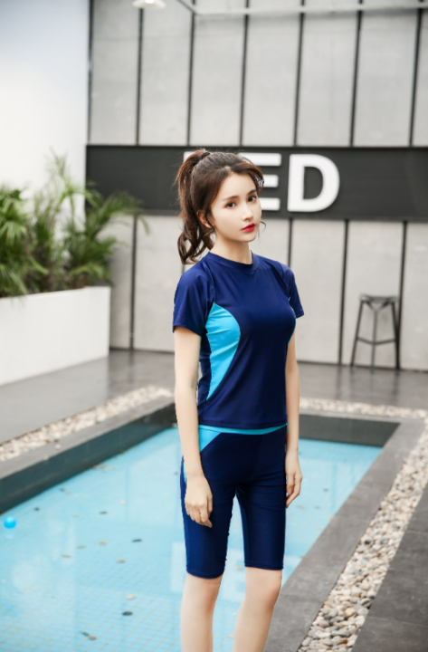 NGHG MALL-New Lady Swimwear Design Short Sleeve With Swim Pants Simple ...