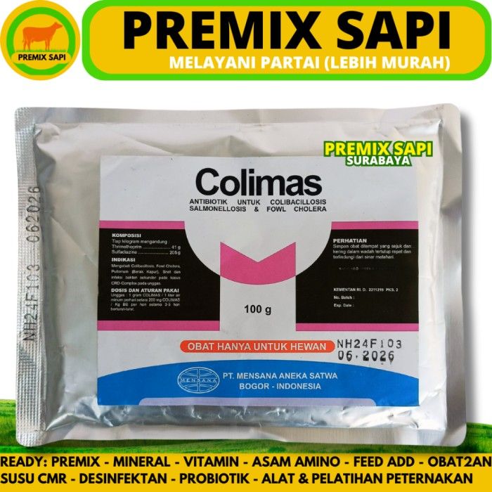 COLIMAS 100 GRAM MENSANA - Obat Berak Hijau E Coli Salmonella Kolera ...