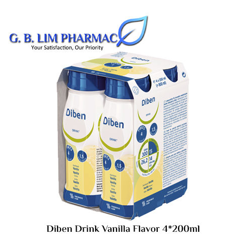 (EXP: 31-JAN-2026 ) DIBEN DRINK VANILLA FLAVOUR 4 X 200ML One Pack | Lazada