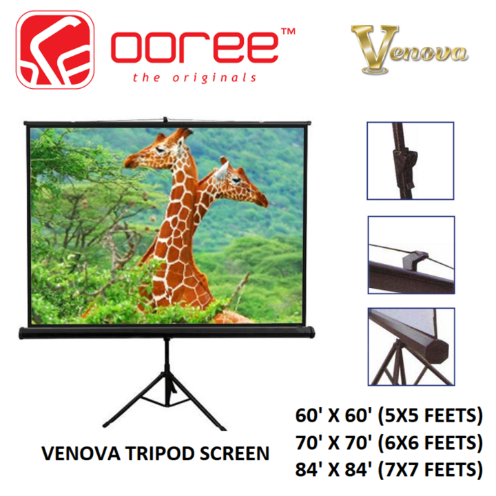 VENOVA TRIPOD PORTABLE PROJECTOR SCREEN 60'X60' (5X5 FEETS) / 70'X70 ...