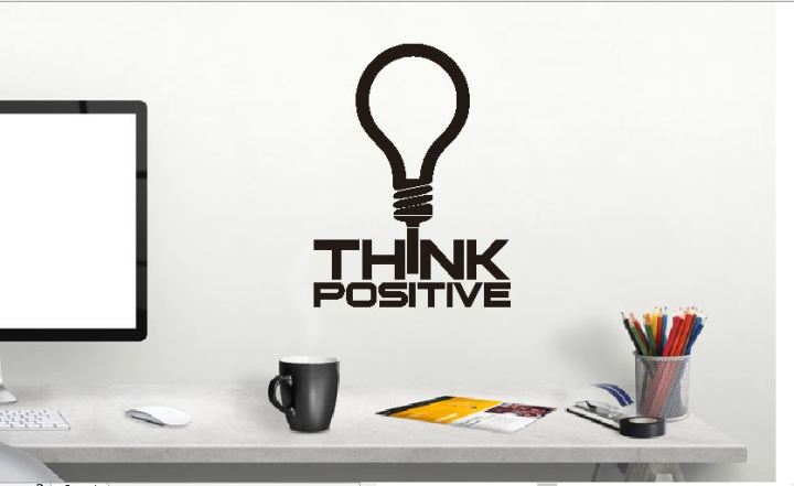 Sticker Dinding Think Positive Motivasi Quotes Wallstiker Office Kerja ...