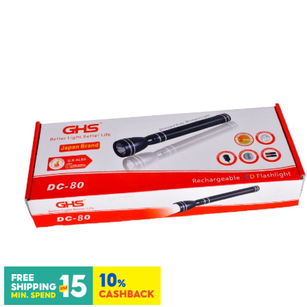ORIGINAL 2 Years Warranty GHS JAPAN RECHARGEABLE TORCH LIGHT DC80 ...