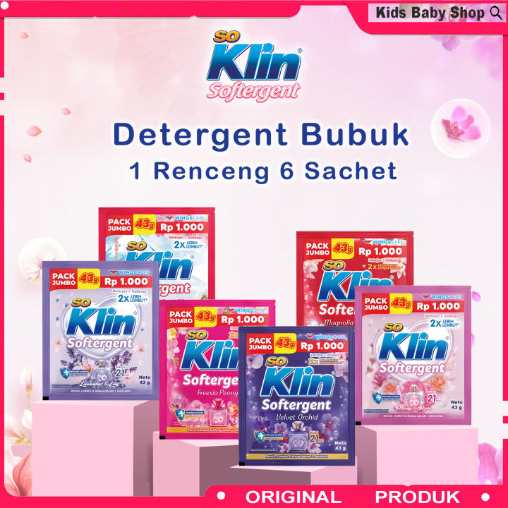1 Renceng Soklin Deterjen Bubuk Softergent 43gr x 6 Sachet - Sabun Cuci ...