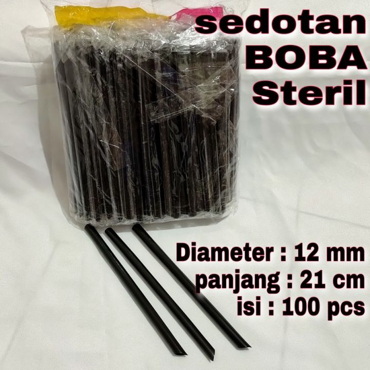 sedotan bubble hitam 12 mm (isi 100 pcs) sedotan hitam steril | Lazada ...