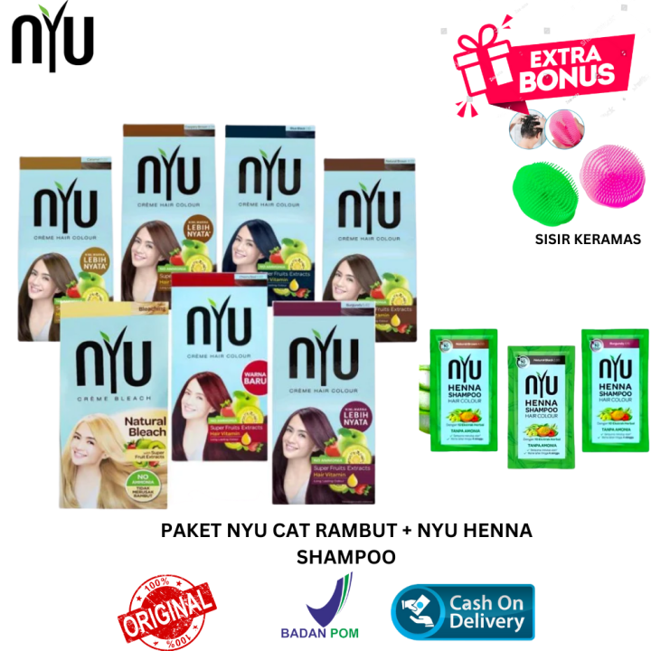PAKET NYU CREME HAIR COLOUR + NYU HENNA SHAMPOO / NYU CREME HAIR COLOUR ...
