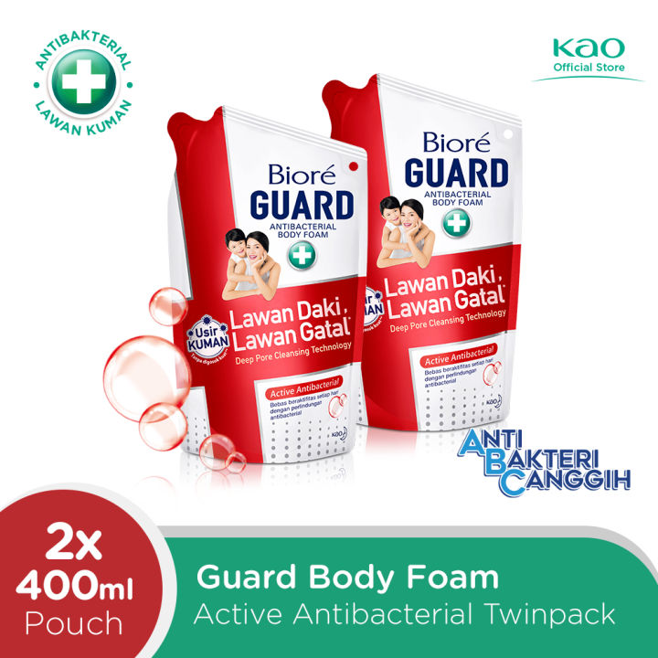 Biore Guard Body Foam Active Antibacterial 400ml Twinpack (Sabun Mandi Cair Isi Ulang) | Lazada ...
