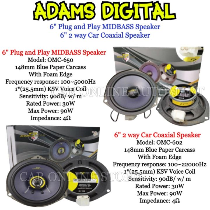 Adams Digital Plug & Play For Perodua OEM Speaker 6 INCH MIDBASS and 6 ...