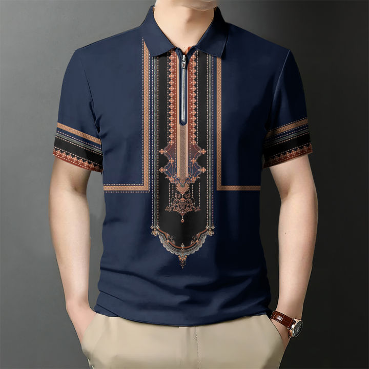 Asean Attire For Men Bohemian Print Polo Shirts Philippine Ethnic ...