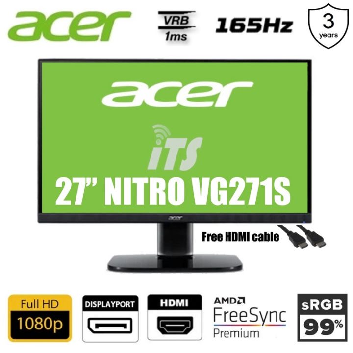 Acer 27" NITRO VG271S 1ms 165Hz Gaming Monitor (HDMI/DP) | Lazada