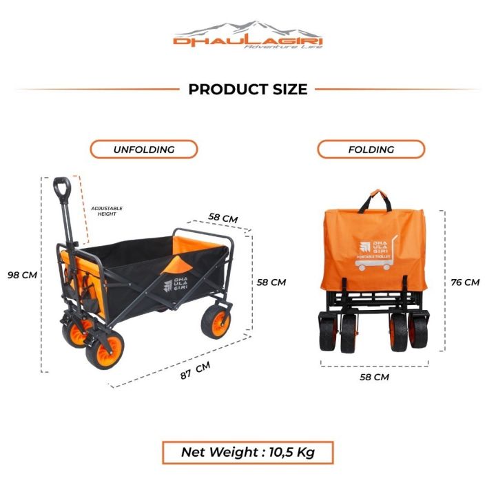 Dhaulagiri portable trolley 100 l - troli multifungsi camping - troly ...