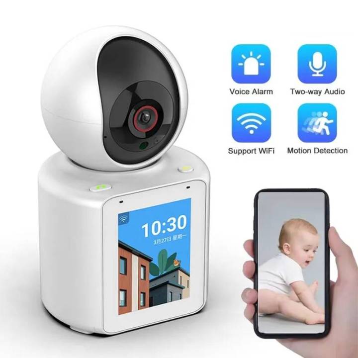 Smart WIFI Camera with 2.8 Inch Screen 1080P Two way Audio AI Video ...