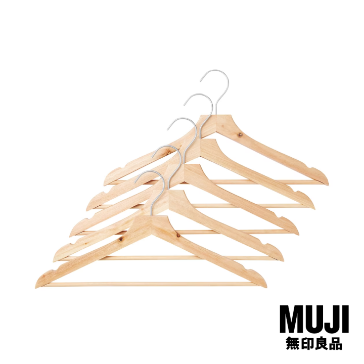 มูจิ ไม้แขวนเสื้อไม้ 5 ชิ้น (ขนาด 43 cm) - MUJI Wooden Hanger with ...