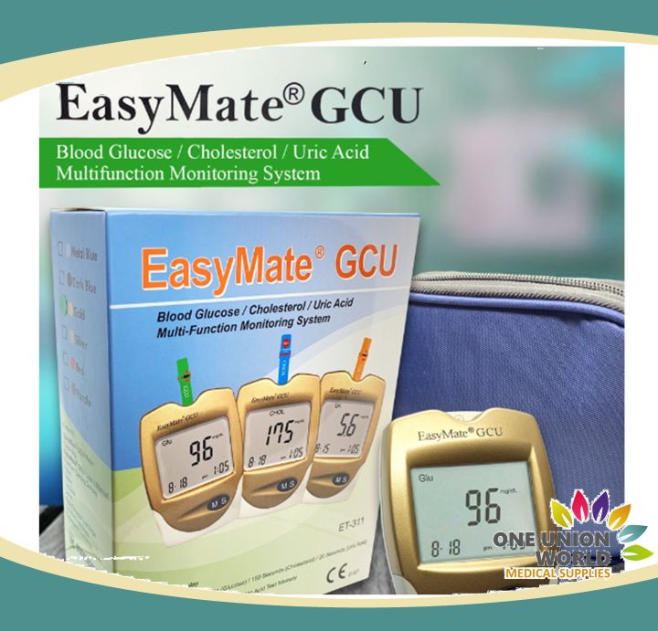 EASYMATE GLUCOMETER GCU W/STRIPS 3 IN 1 Blood Glucose, Cholesterol and ...
