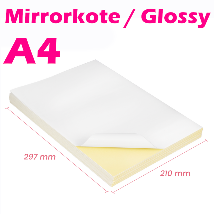 A4 Sticker Paper Simili Matte / Mirrorkote Mirror Coat Self-Adhesive ...