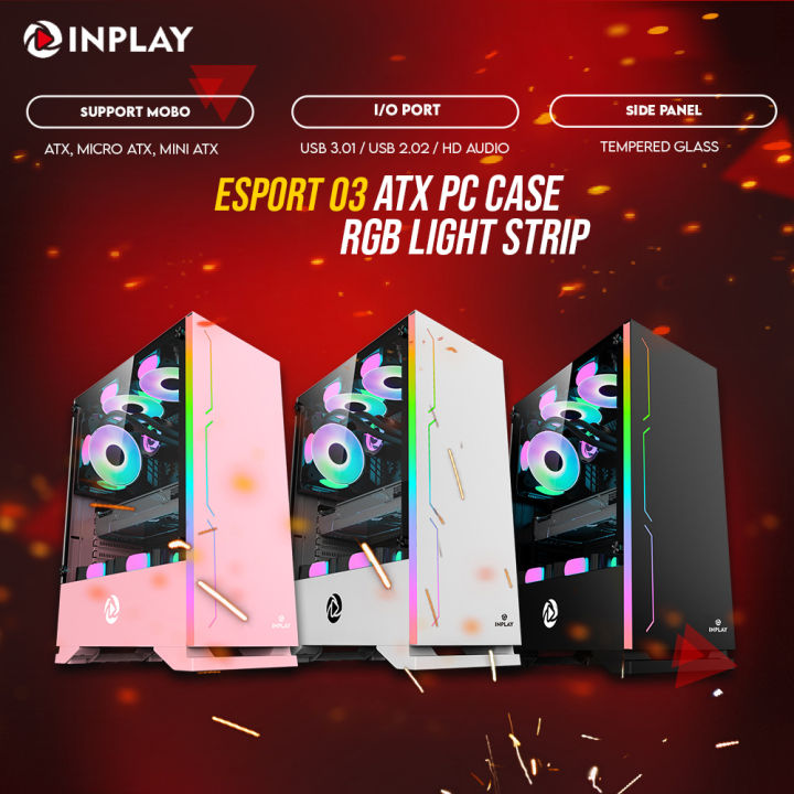Inplay ESPORT03 | Pink | Pink RGB Light Strip ATX PC Case | Inplay by ...
