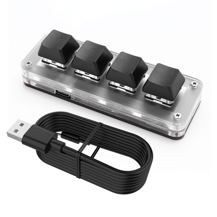 Red Switch RGB Macro Custom Gaming Keyboard Knob 3 Key + 1 Knob / 4 ...