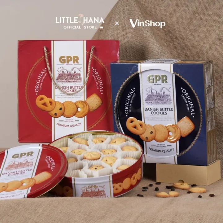 Bánh Quy Bơ Cao Cấp Danish Butter Cookies GPR Hộp Thiếc 681G Màu Xanh ...