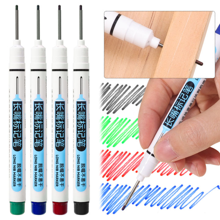 1/4pcs Long Tip Marker Pen 22mm Deep Hole Marker Pen for Woodworking ...