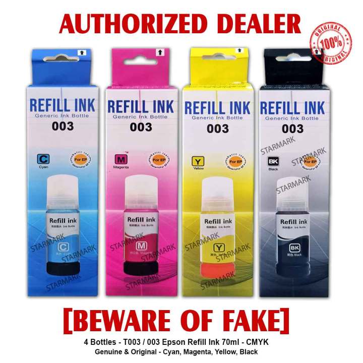 T003 Dye Ink Inks CMYK 003 Dye Ink Inks Universal Generic Refill Ink ...