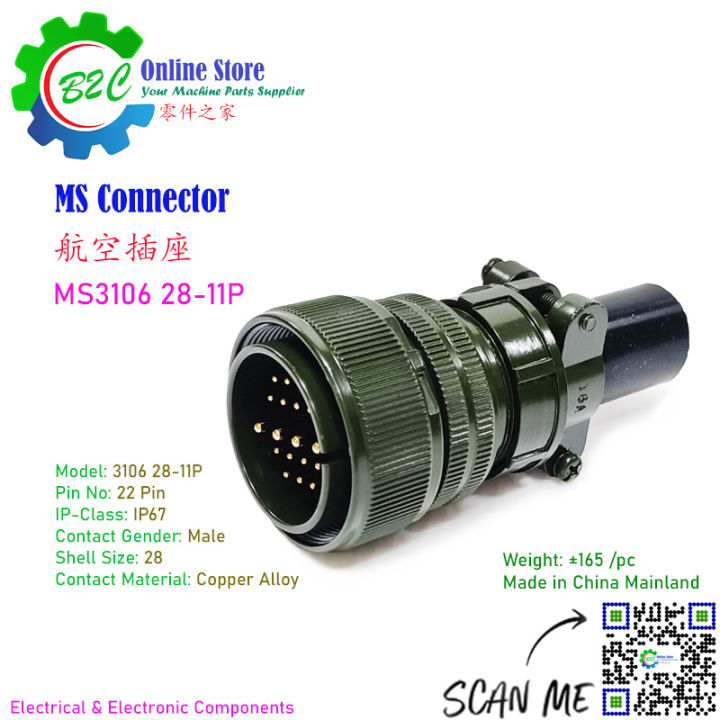 MS3106 28-11P 22Pin Connector Controller Servo Motor Male 22 Position ...