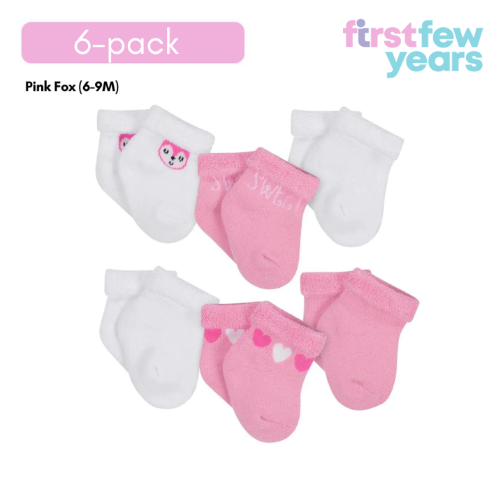 Gerber 6-pack Terry Socks - Pink Fox (6-9M) | Lazada Singapore