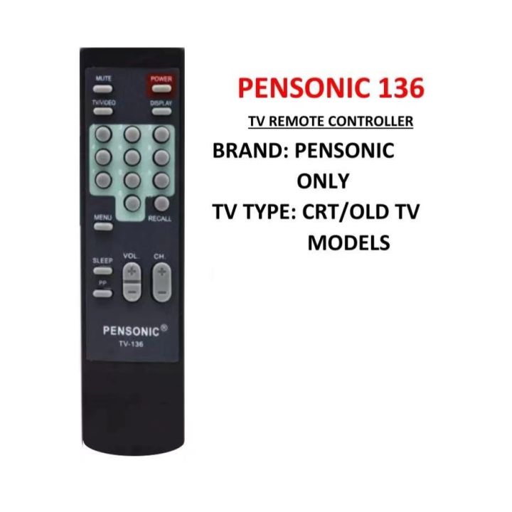 PinSan Universal PENSONIC TV-136 (For CRT OLD Model TV's) - Remote ... PinSan Universal PENSONIC TV-136 (For CRT OLD Model TV's) - Remote ...