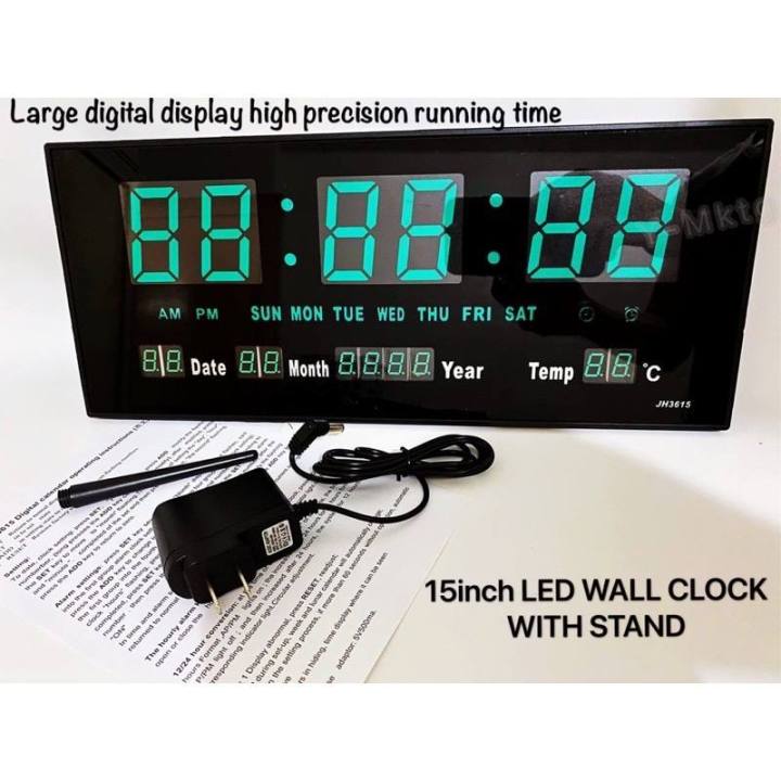 (JH3615) LED Digital Calendar Clock Wall-Hang & Stand With Alarm(Clear ...