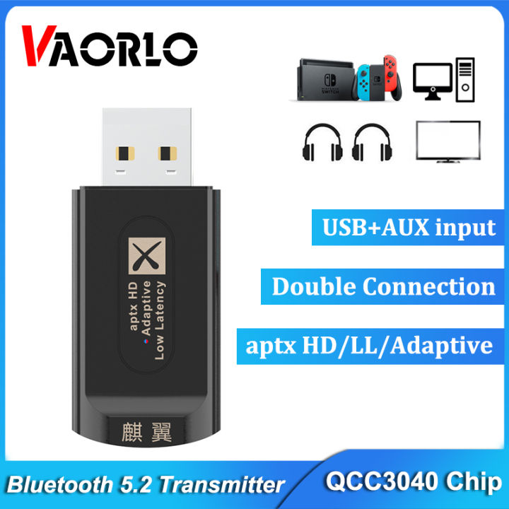 VAORLO Bluetooth 5.2 Transmitter Qualcomm QCC3040 16Bit/24Bit aptX HD ...