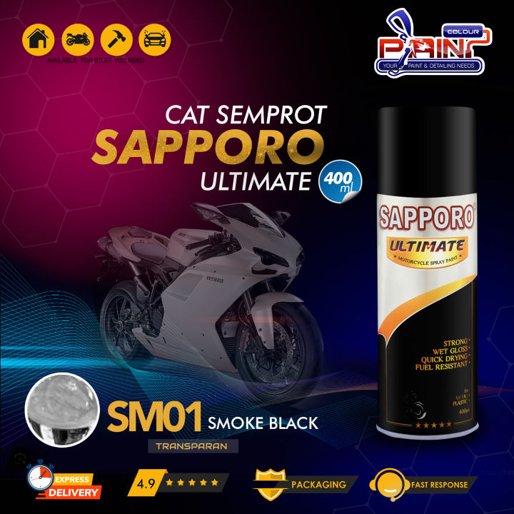 SAPPORO ULTIMATE Metallic Colour Cat Semprot SM01 Smoke Black | Lazada Indonesia