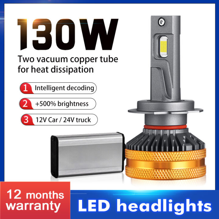 6000K 130W Headlights bulb H7H1 high and low beam General Motors LED ...