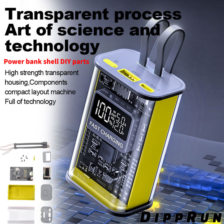 Dipprun DIY Power Bank 21700 Battery Charger Case PD 22.5 W Fast ...