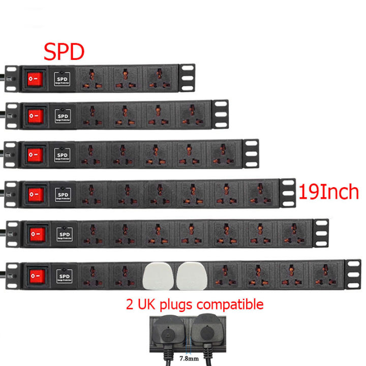 Server Rack 1U PDU Power Strip Surge Protector+Double Break Switch ...