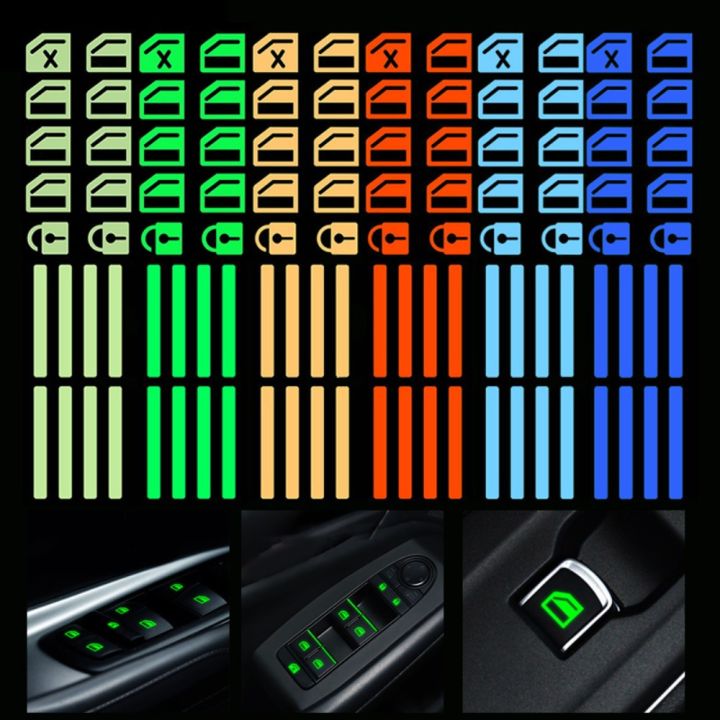 Luminous Car Button Sticker Fluorescent Windows Lift Switch Decoration ...