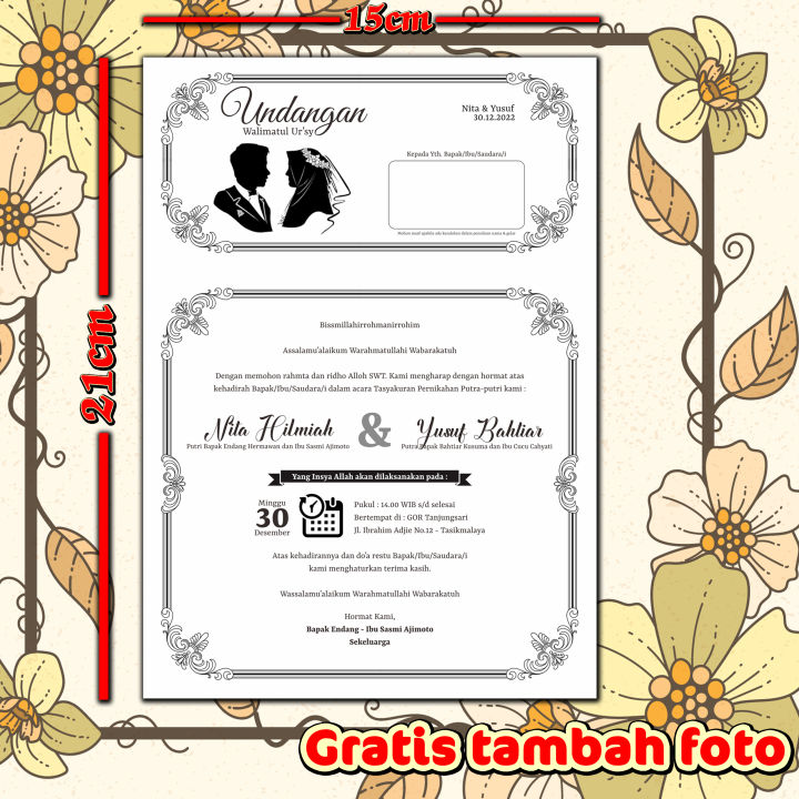 50pcs Undangan Walimahan Undangan Walimatul Ursy Undangan Kenduri