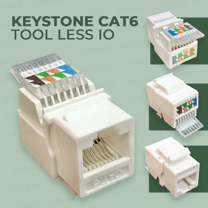 CAT6 IO Keystone Jack RJ45 Tool Less type Unshielded UTP Network Jack Connector Information ...