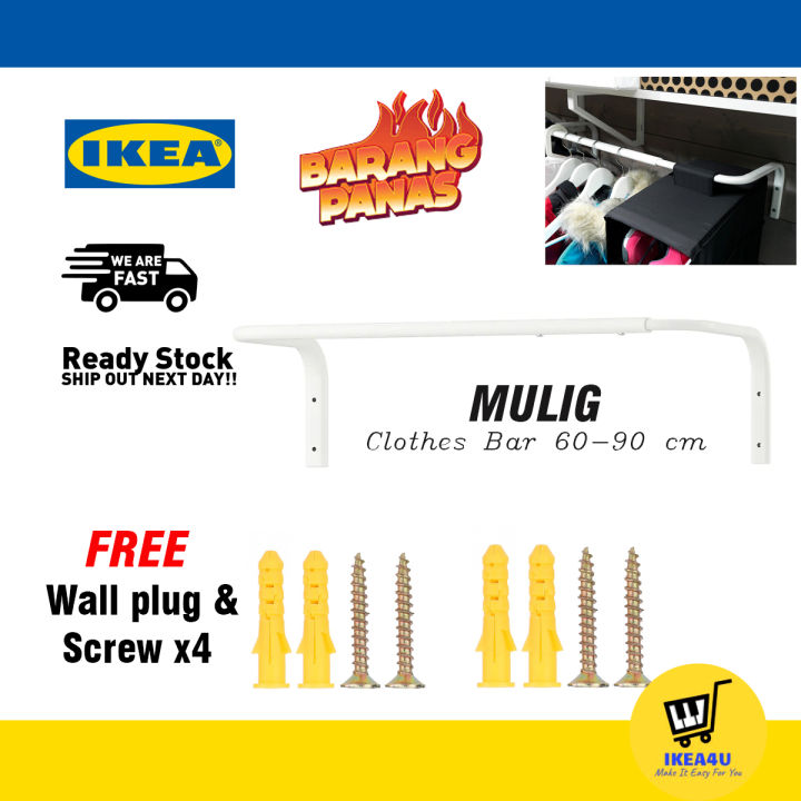 IKEA MULIG Clothes Bar, White, 60-90 cm / Palang Penyidai Pakaian ...