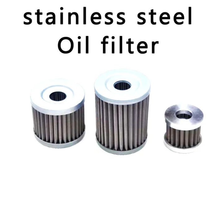 Universal Motorcycle Stainless Steel Oil Filter Full Metal Wash-able ...