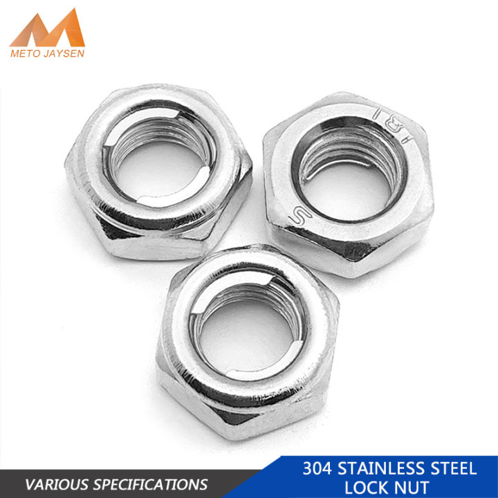 304 Stainless Steel Hex Lock Nut Self-locking Locknut Hexagon Head ...