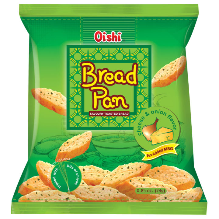 Oishi Bread Pan Savoury Toasted Bread Cheese and Onion Flavor Snacks ...