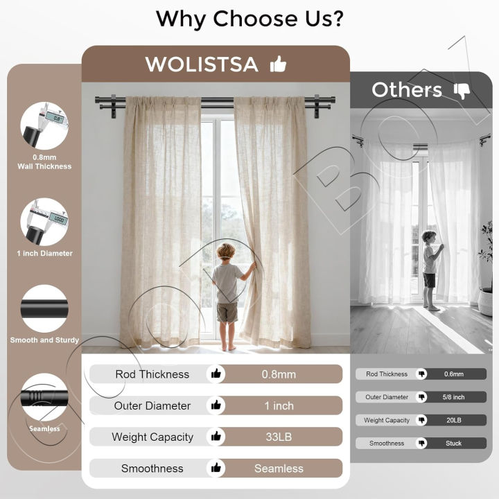 144inch Adjustable Curtain Rod For Window Roman Rod Extendable Curtain ...