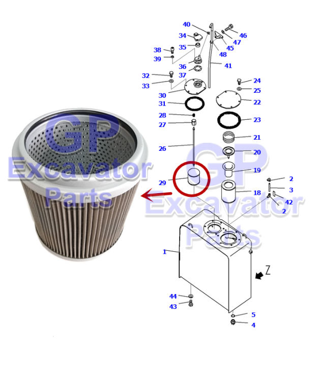 PC200-7 / PC200-8 Hydraulic Excavator Hydraulic Oil Tank Suction Filter ...