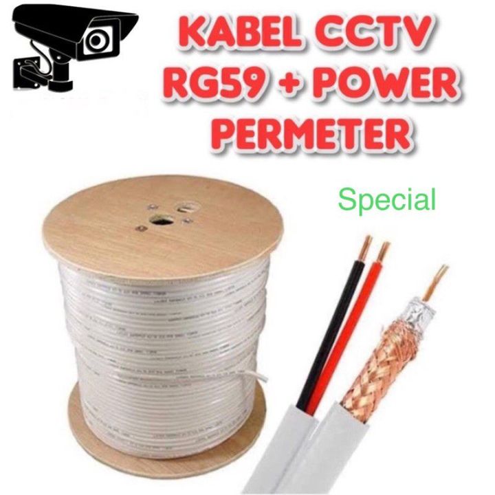 KABEL CCTV COXIAL RG59+power plus power / kabel audio cctv plus power ...