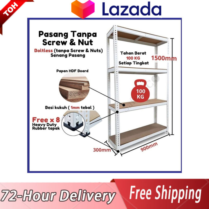 Stock in SG 4/5 Layer Steel Shelf Store Warehouse Rack Adjustable Shelf ...