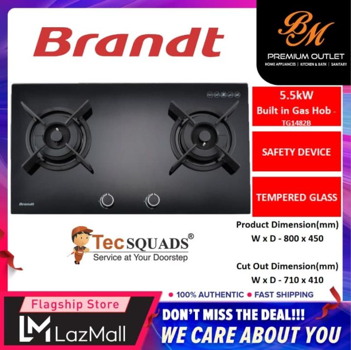 Brandt [ TG1482B ] 2 Burner Gas Hob With Thermo-Electric Flame Failure ...