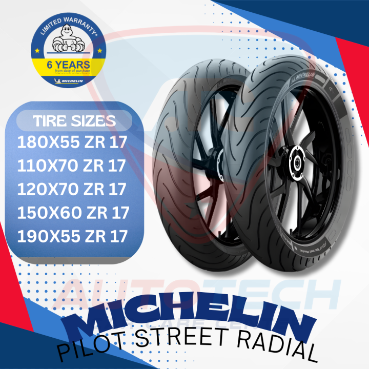 MICHELIN PILOT STREET RADIAL BIG BIKE TIRES 180X55ZR17 110X70ZR17 ...