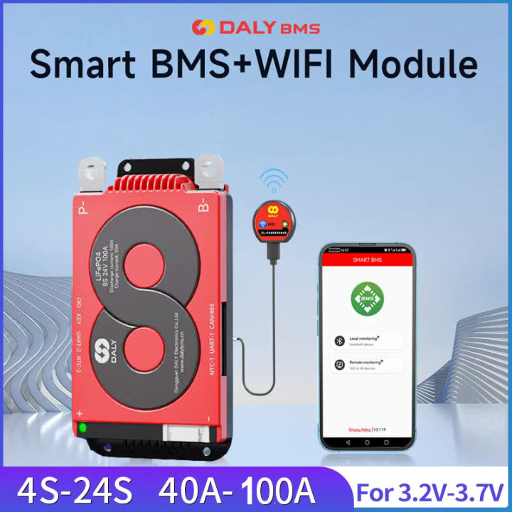BMS อัจฉริยะ Daly พร้อมฟังก์ชั่น WiFi 12V 24V 36V 48V 60V 72V 18650 Batt 4S 7S 8S 13S 14S 16S ...
