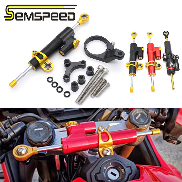 SEMSPEED Motorcycle CNC Steering Damper Shock Stabilizer Mount Kit For ...