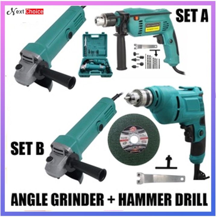 2 in 1 Angle Grinder 1000W 220V50Hz + Impact Hammer Drill 550W ...